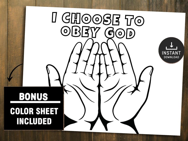 I Choose to Obey Activity Placemat, Bible Activity, Sunday School ...