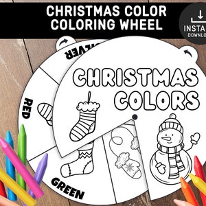 Christmas Colors Coloring Wheel, Printable Bible Activity, Watercolor ...