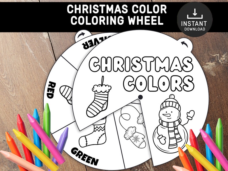 Christmas Colors Coloring Wheel, Printable Bible Activity, Watercolor ...