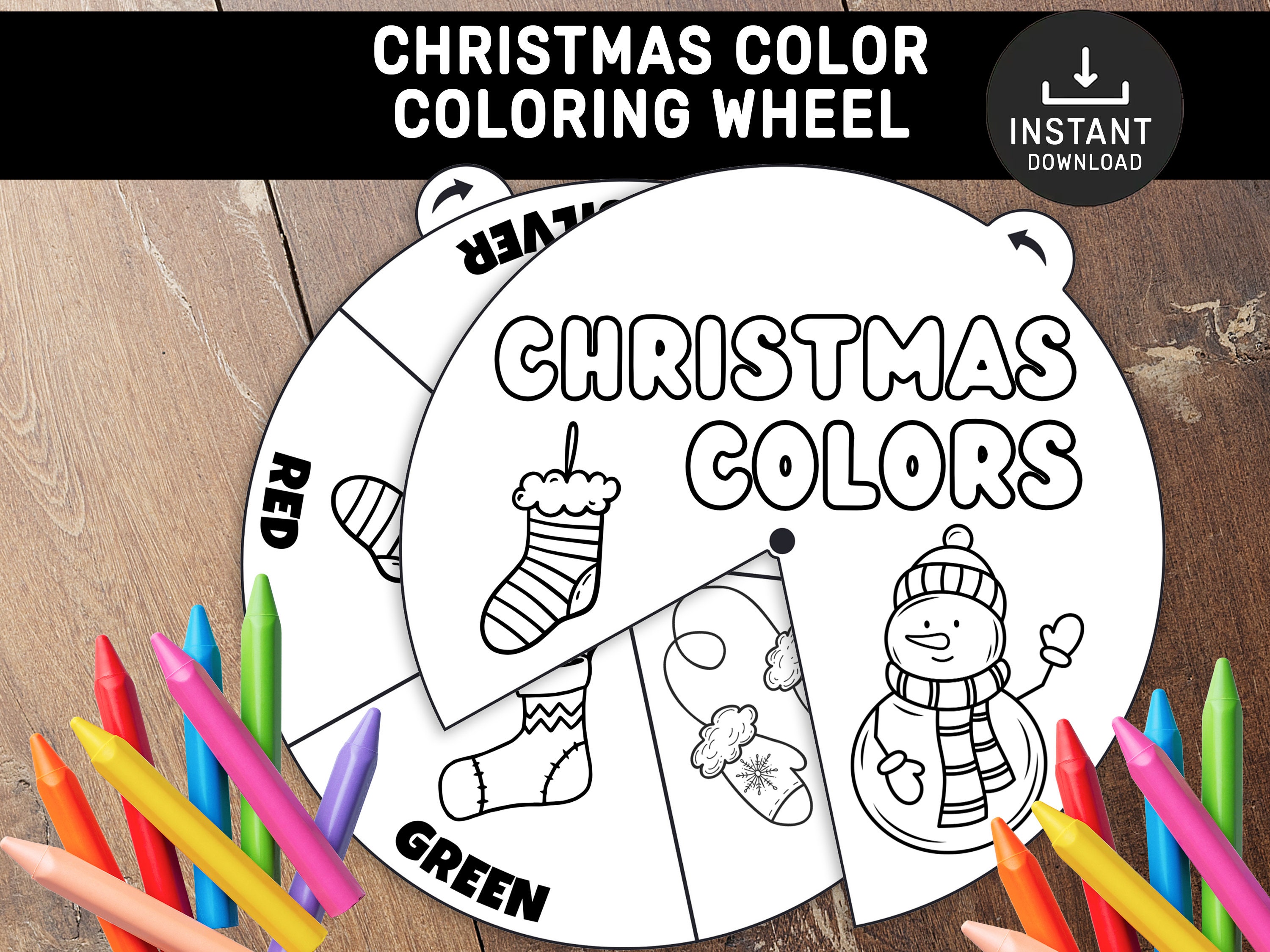 Christmas Colors Coloring Wheel, Printable Bible Activity, Watercolor ...