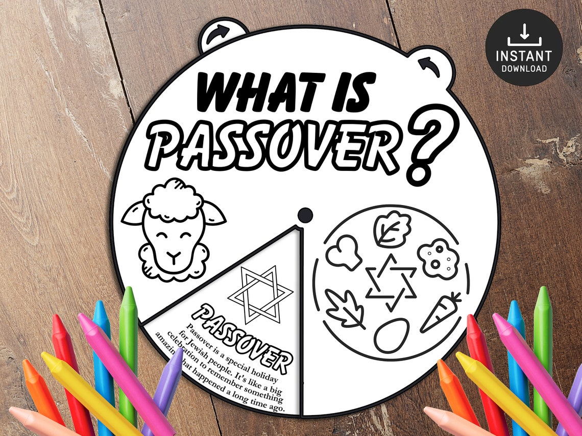 Passover Coloring Wheel, Passover Craft, Passover Activity, Bible ...