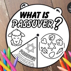 Passover Coloring Wheel, Passover Craft, Passover Activity, Bible ...