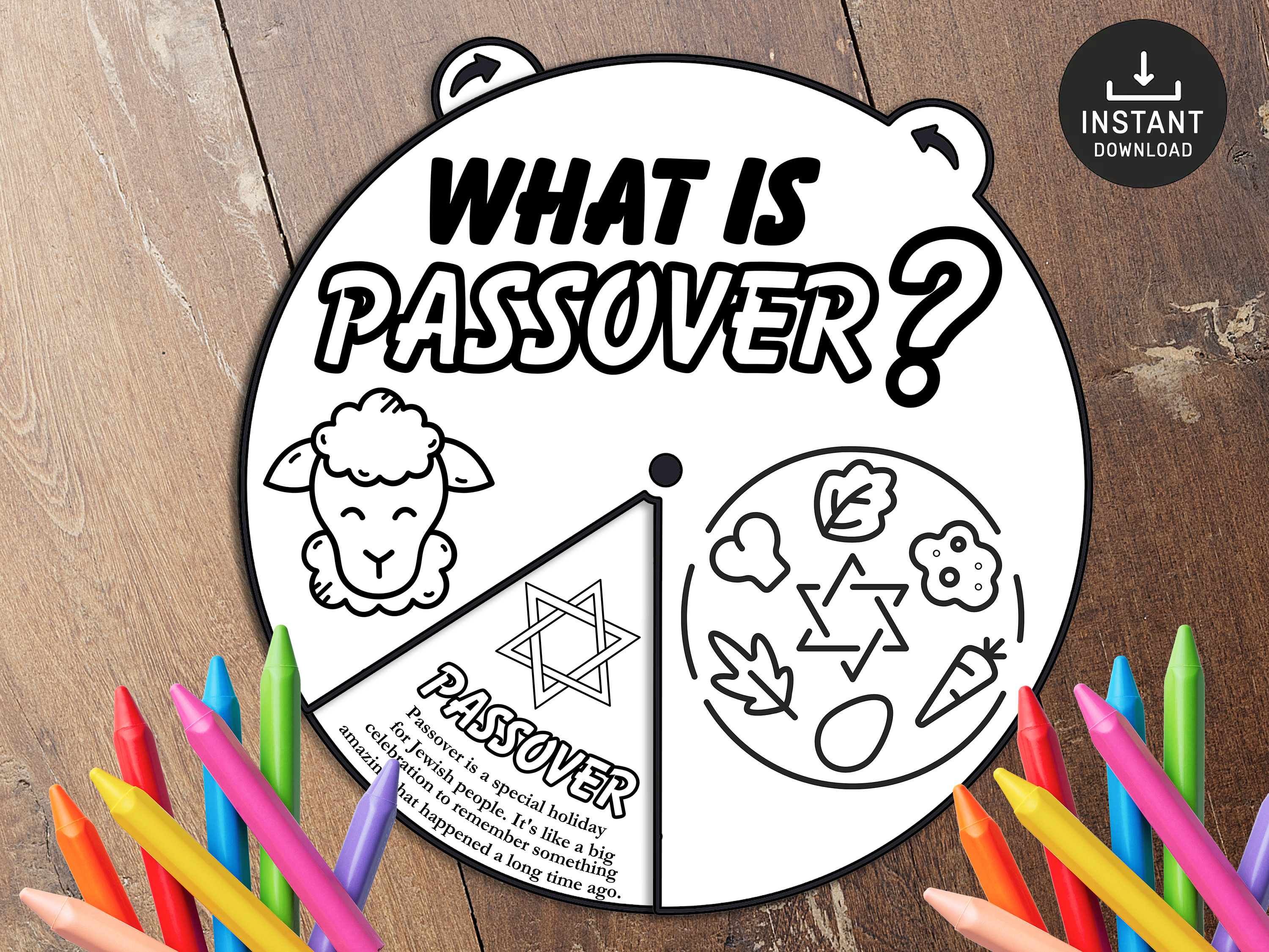 Passover Coloring Wheel, Passover Craft, Passover Activity, Bible ...