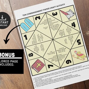 Ten Commandments Bible Story Activity, Sunday School Craft, Printable ...