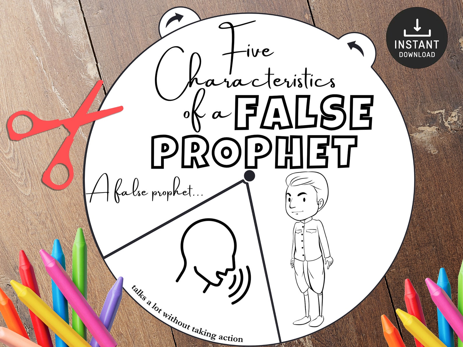 True and False Prophet Coloring Wheel, Printable Bible Activity ...