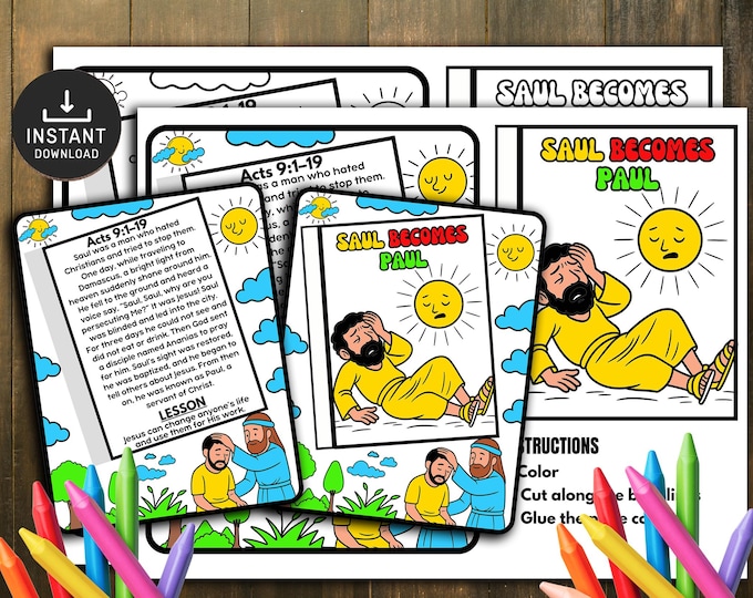 From Saul to Paul Coloring Wheel, Bible Story Activity for Kids ...