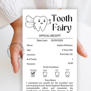 Tooth Fairy Receipt Template | Editable Tooth Fairy Letter | Digital ...
