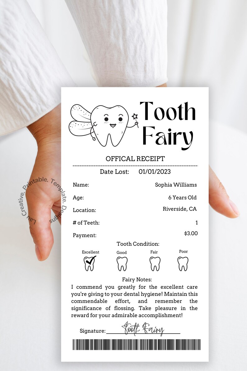 Tooth Fairy Receipt Template | Editable Tooth Fairy Letter | Digital ...