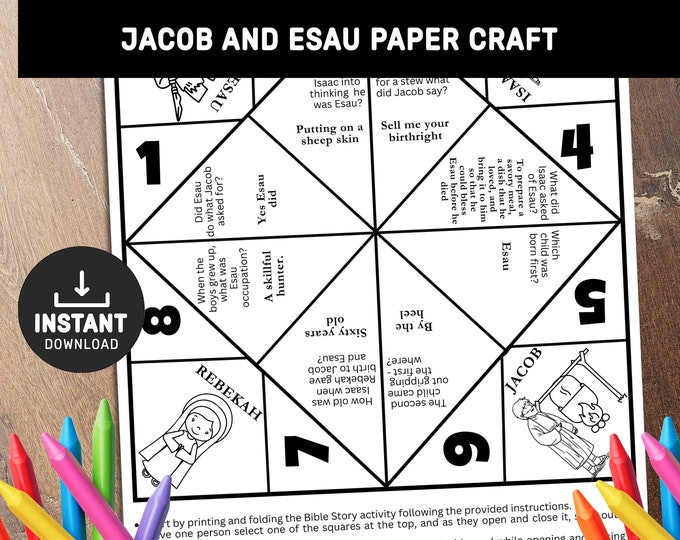 Jacob and Esau Printable Cootie Catcher Sunday School Craft for Kids ...