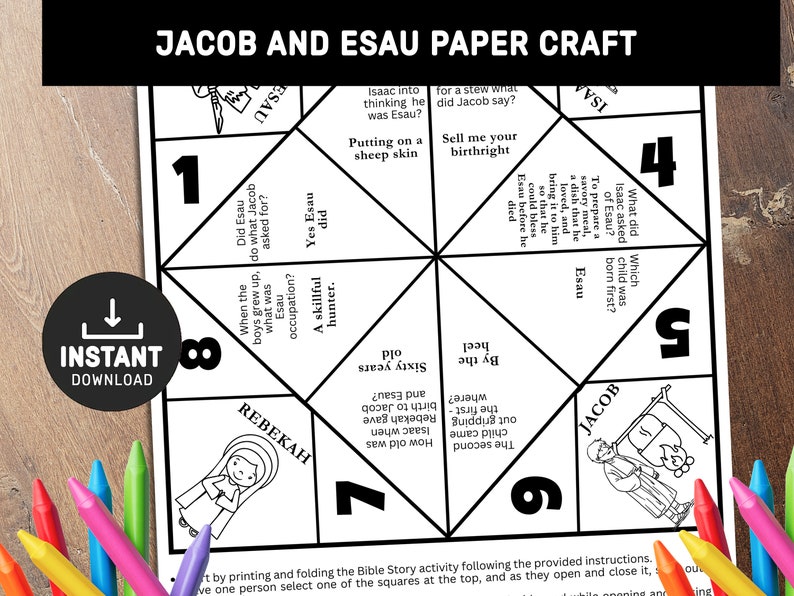 Jacob and Esau Craft, Sunday School Crafts, Fortune Teller, Bible Story ...