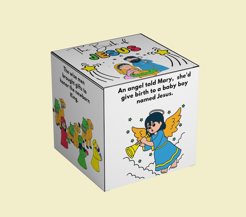 Birth of Jesus Coloring Cube Nativity Sunday School Activity - Etsy