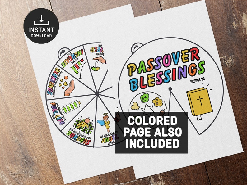 Passover Blessings Coloring Wheel, Passover Craft, Passover Activity ...