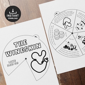 The Parable of the Wineskin Coloring Wheel, Printable Bible Activity ...