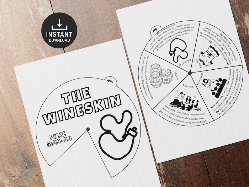 The Parable of the Wineskin Coloring Wheel Printable Bible - Etsy