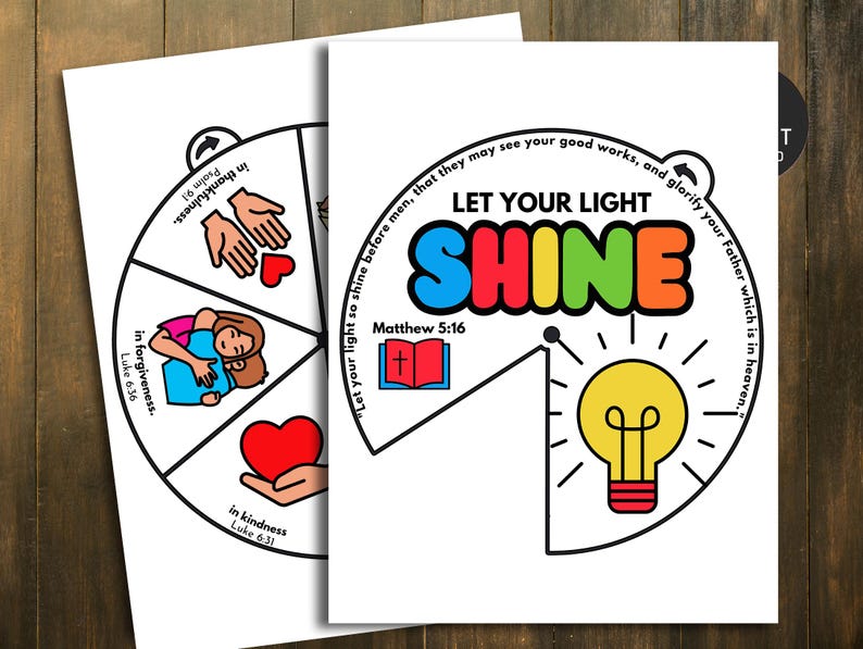 Let Your Light Shine Coloring Wheel, Sunday School Craft, Great ...