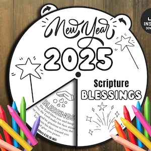 New Year 2024 Blessing Coloring Wheel, Bible Activity, Kids Bible ...