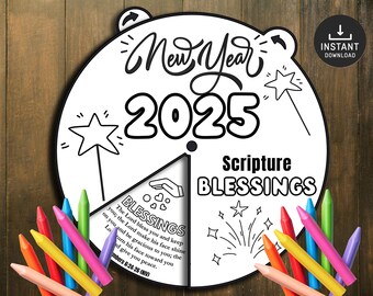 New Year 2025 Blessing Coloring Wheel, Bible Activity, Kids Bible ...