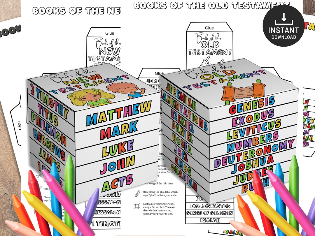 Books of the Bible, Old & New Testament Coloring Cube, Bible Activity ...