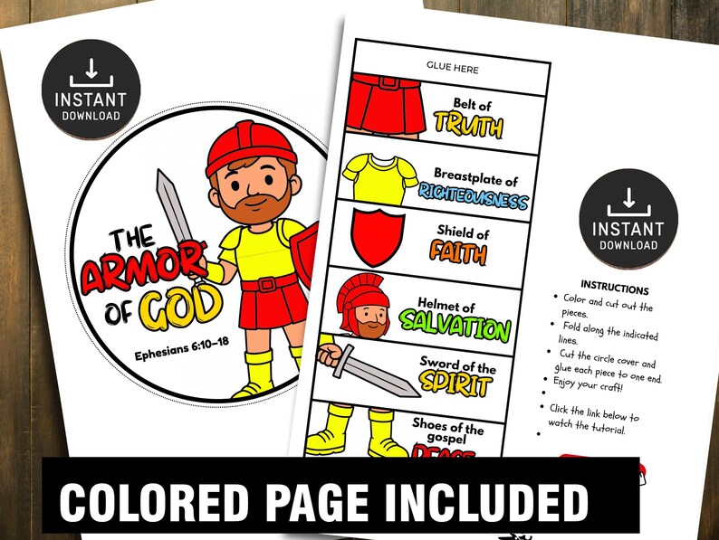 Armor of God Bible Craft, Kid's Activity (digital Download) - Etsy