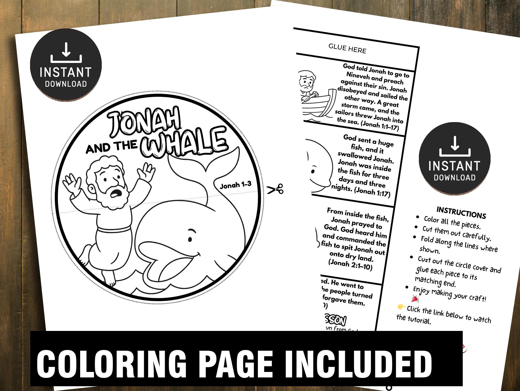 Jonah and the Whale Folding Surprise Bible Craft, Kids Bible Lesson ...