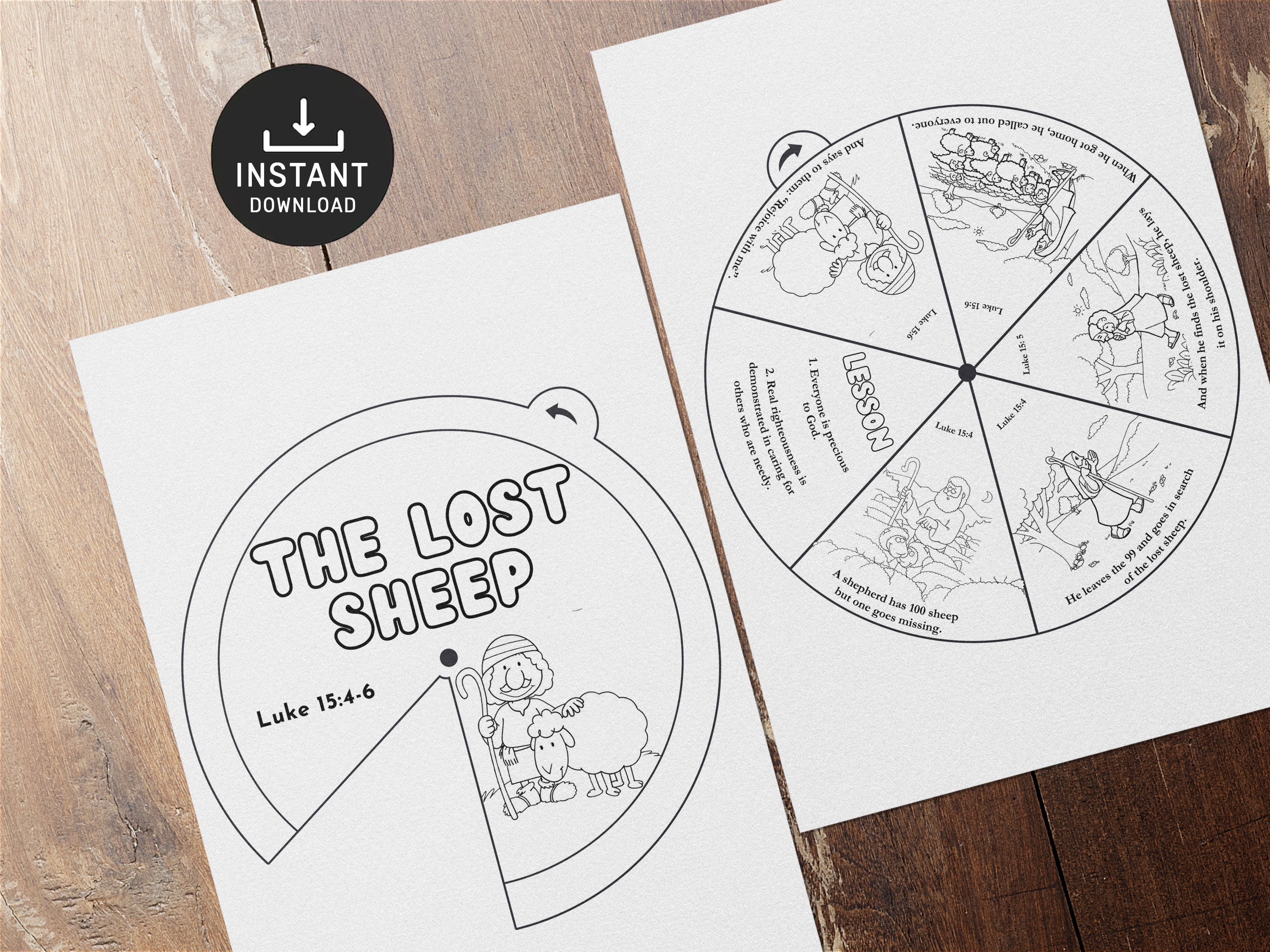 The Lost Sheep Coloring Wheel Printable Bible Activity - Etsy Ireland