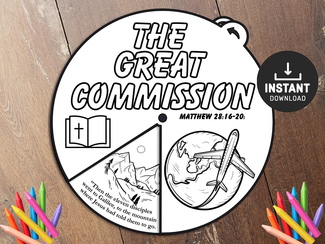 The Great Commission Coloring Wheel, Printable Bible Activity, Kids ...