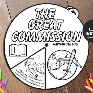 The Great Commission Coloring Wheel, Printable Bible Activity, Kids ...