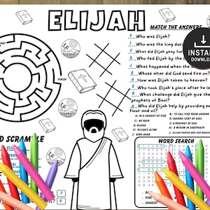 Elijah Activity Pages, Bible Activities for Kids, Church Kids Activity ...