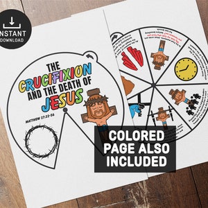 Jesus Dies on Cross Coloring Wheel Easter Story Craft, Easter Story ...