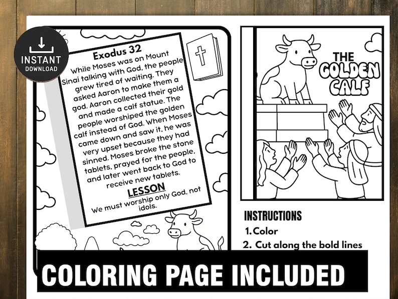 Golden Calf Mini Book, Kids Bible Lesson, Sunday School, Bible Story ...