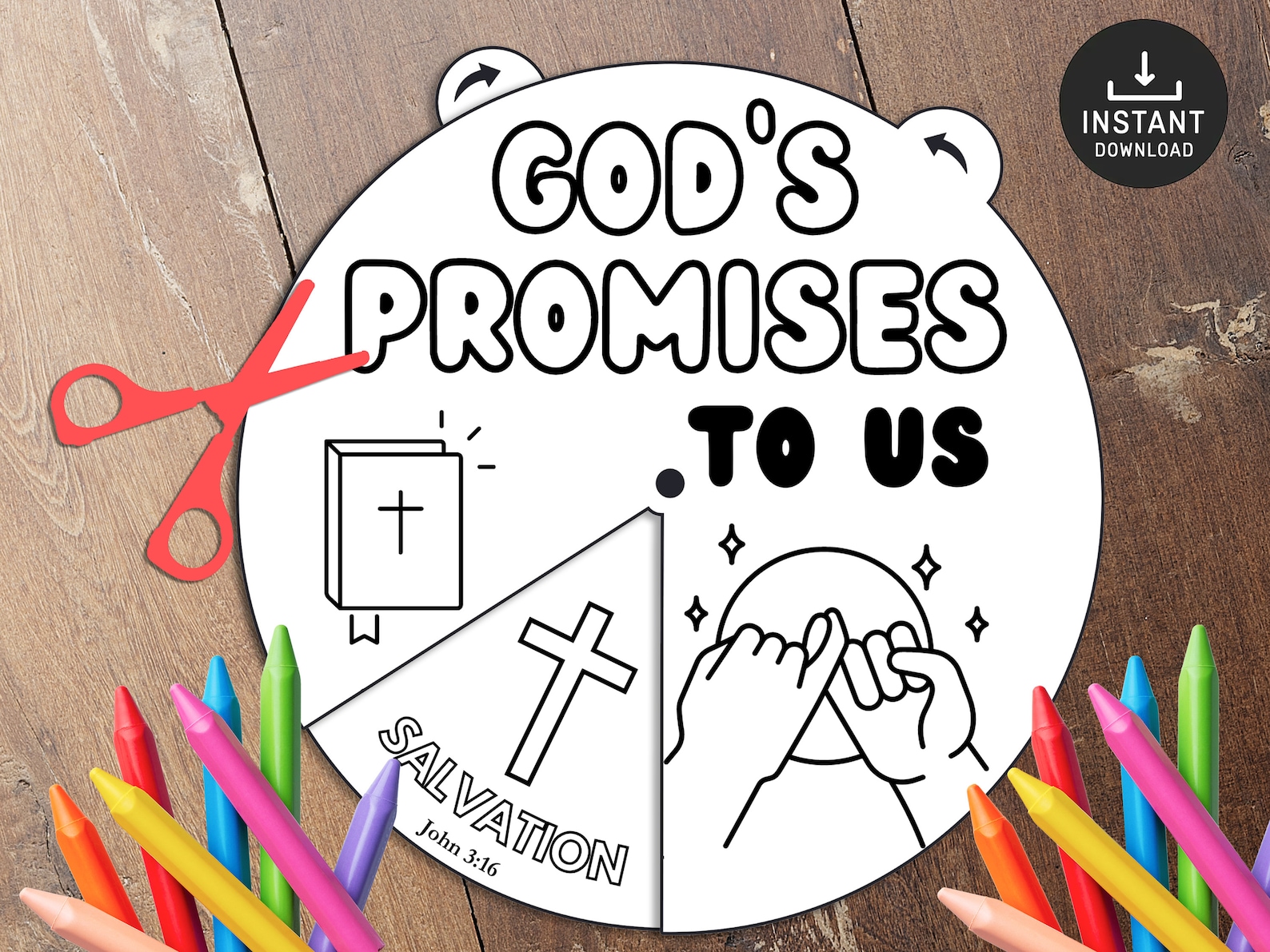 God's Promises to Us Coloring Wheel, Bible Activity, Kids Bible Lesson ...
