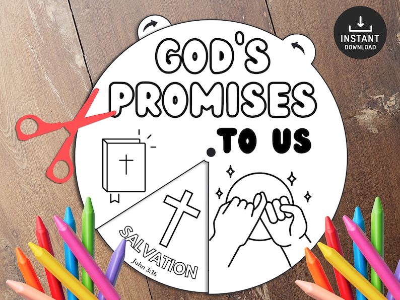 God's Promises to Us Coloring Wheel, Bible Activity, Kids Bible Lesson ...