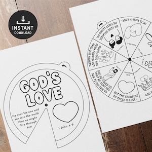 Gods Love Scripture Coloring Wheel, Printable Bible Valentine Activity ...