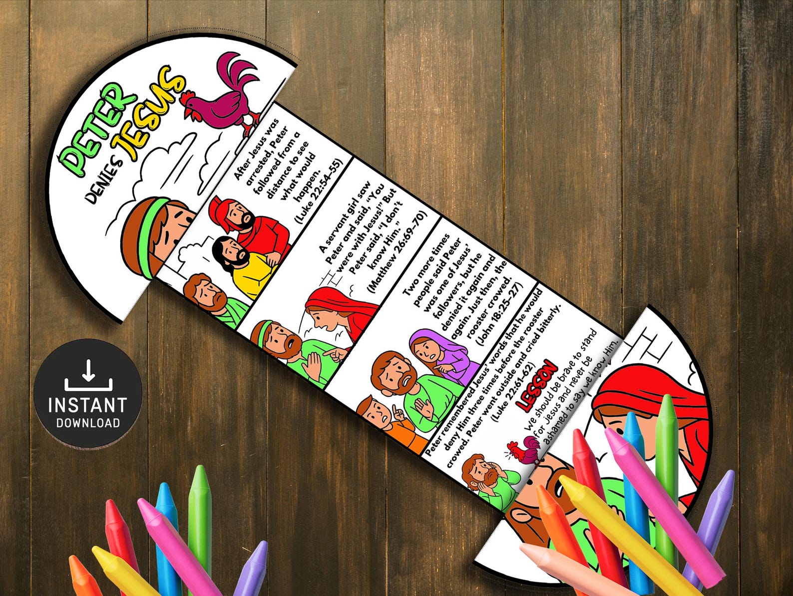 Peter Denies Jesus Folding Surprise Bible Story Craft, Kids Bible ...