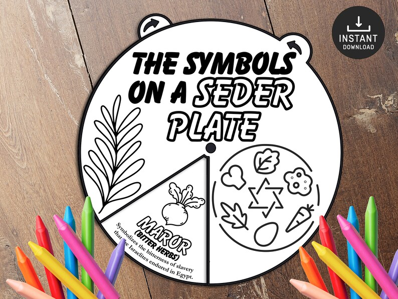 Passover Coloring Wheel, Passover Craft, Passover Activity, Bible ...