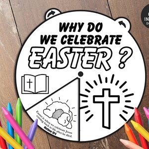 Easter Coloring Wheel, Easter Bible Lesson, Sunday School Craft, Holy ...