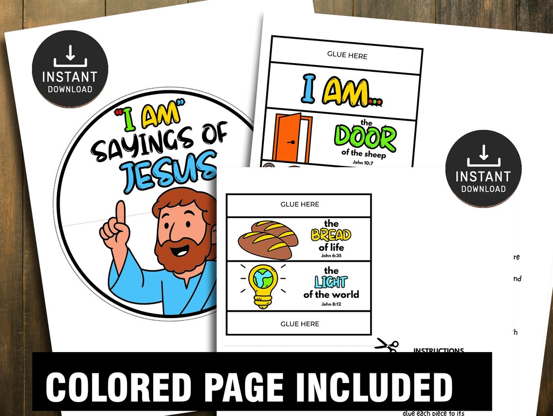 Jesus 'I AM' Statements Folding Craft, Bible Lesson Activity (digital ...