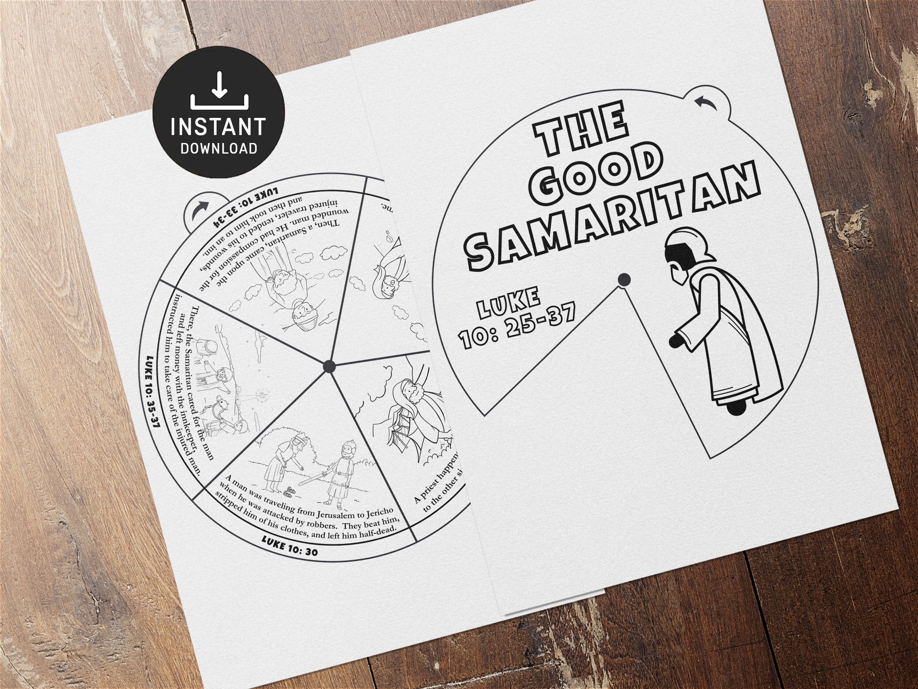 Good Samaritan Coloring Wheel, Good Samaritan Craft, Printable Bible ...