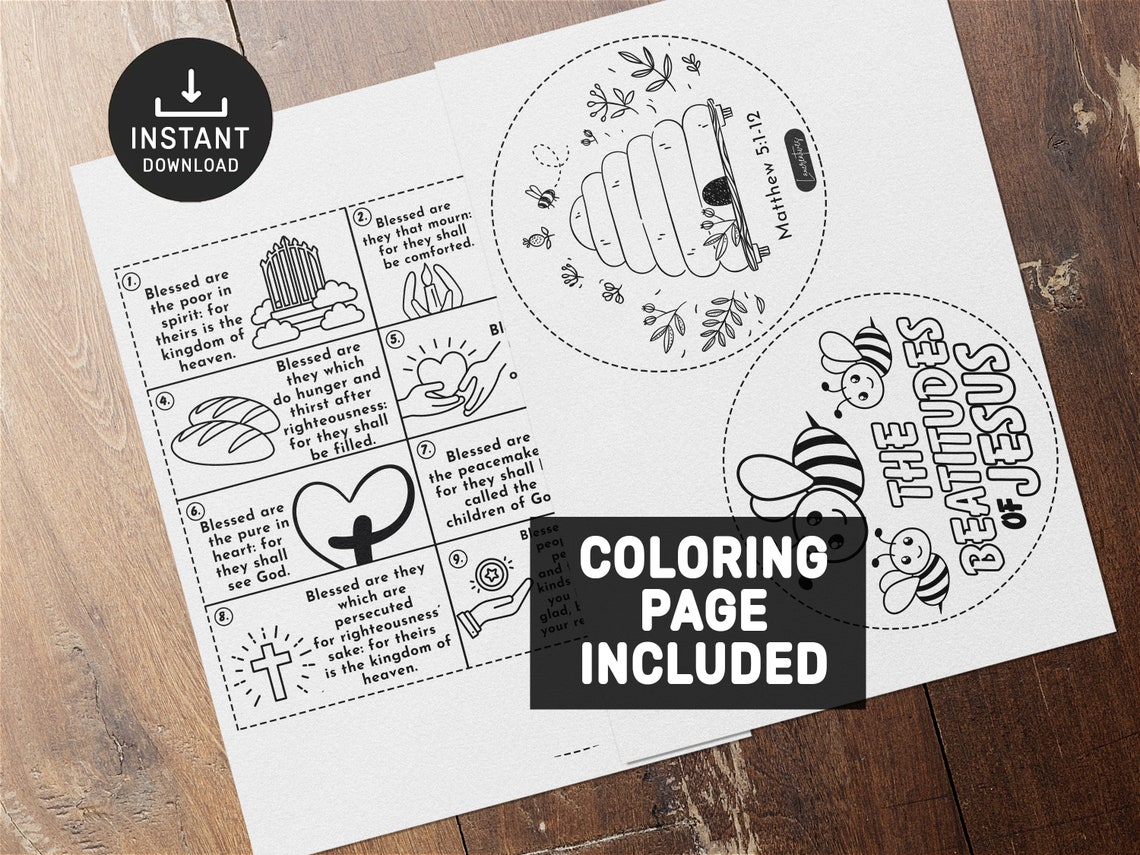The Beatitudes, Bible Story Activity, Sunday School Craft, Printable ...