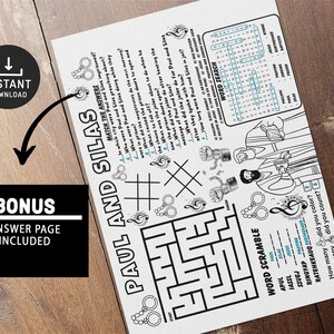 Paul and Silas Activity Placemat, Bible Activity, Sunday School, Bible ...