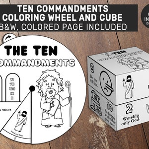 Ten Commandments Coloring Wheel, Bible Activity, Kids Bible Lesson ...