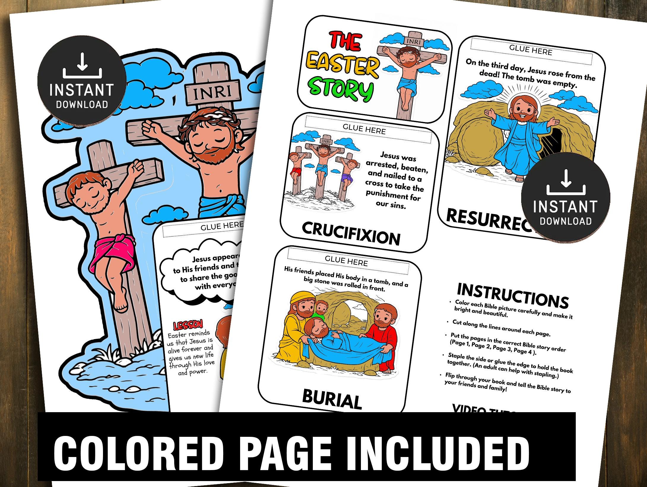 The Easter Story Flipbook Bible Craft for Kids, Memory Game, Sunday ...