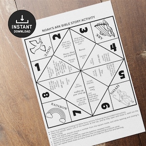 Noah's Ark Bible Story Activity, Sunday School Craft, Printable Paper ...
