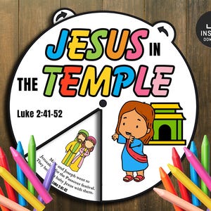 Jesus in the Temple Coloring Wheel, Luke 2, Bible Story, Kids Bible ...