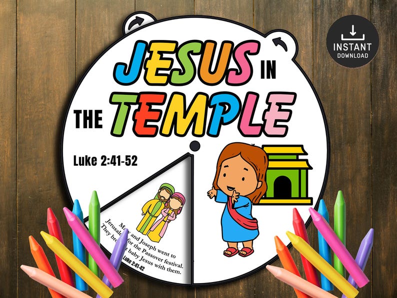 Rueda para colorear de Jesús en el templo, Lucas 2, Historia bíblica ...