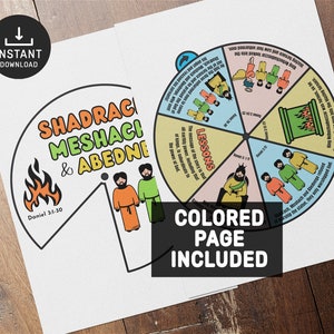 Shadrach, Meshach & Abednego Coloring Wheel, Printable Bible Activity ...
