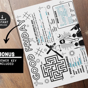 Good Friday Activity Placemat, Holy Week, Sunday School, Bible Placemat ...
