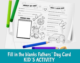 Printable Father’s Day Card | All About Dad | Kids Homeschool ...