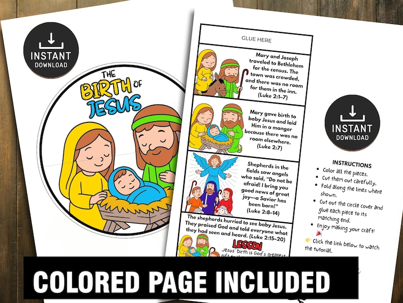 The Birth of Jesus Folding Surprise Bible Story Craft, Kids Bible ...