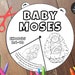 Baby Moses Coloring Wheel, Printable Bible Activity, Watercolor, Kids ...